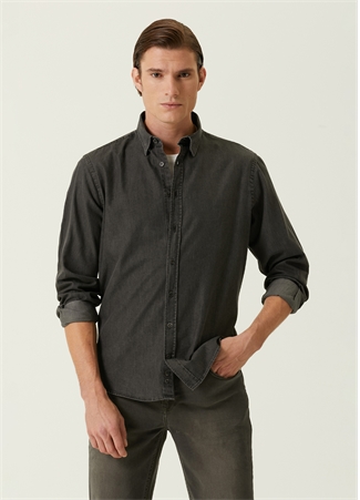 Network Erkek Comfort Fit Antrasit Gömlek Gri S EU