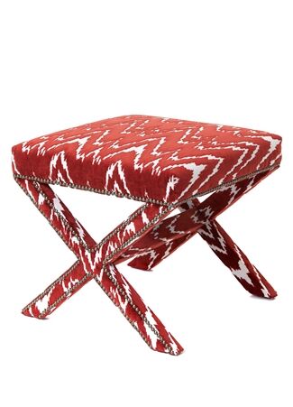 Karum Kiremit Bej Zikzak Desenli Puf