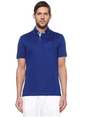 Pal Zileri Erkek Mavi Cep Detaylı Polo Yaka T-shirt S EU