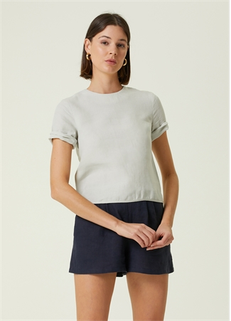 Dor Raw Luxury Kadın Yeşil Keten Bluz S EU