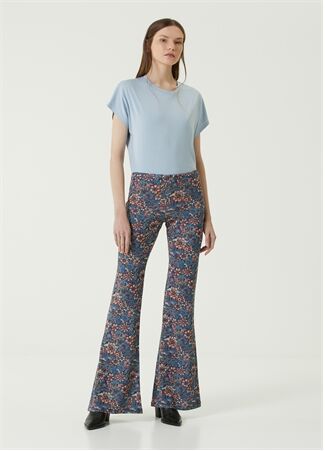 Black Coral Kadın Mavi Desenli Bol Paça Pantolon EU