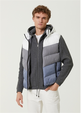 Beymen Club Erkek Colorblock Kapüşonlu Puff Yelek Gri XS Beymen Club Erkek Colorblock Kapüşonlu Puff Yelek Gri XS