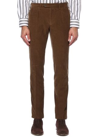 Lardini Erkek Kahverengi Normal Bel Dar Paça Pantolon 48 IT