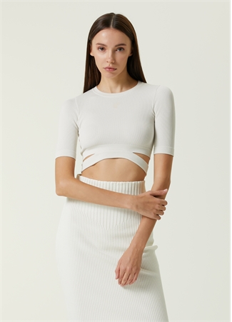 Adamo Kadın Ekru Beli Bant Detaylı Crop T-shirt Bej L/XL EU Adamo Kadın Ekru Beli Bant Detaylı Crop T-shirt Bej L/XL EU