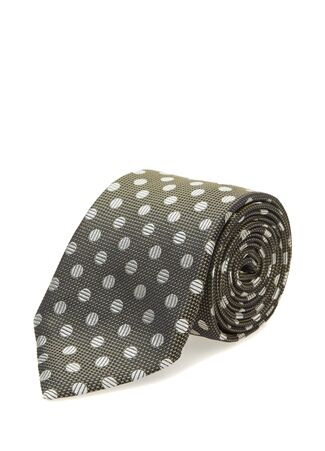 Tino Cosma Erkek Gri Puantiyeli İpek Kravat EU