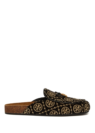 Tory Burch Kadın T Monogram Charm Siyah Terlik 0 US Tory Burch Kadın T Monogram Charm Siyah Terlik 0 US