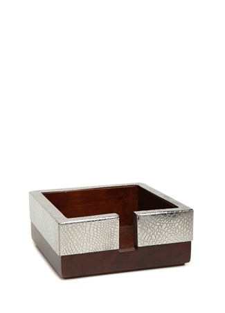 Luxuria Kahverengi Silver Ahşap Peçetelik Bej