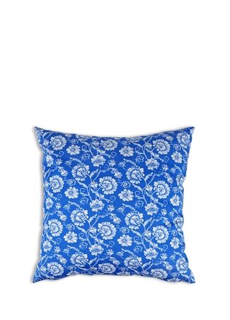 Accract Mavi Çiçek Desenli Dekoratif Yastık