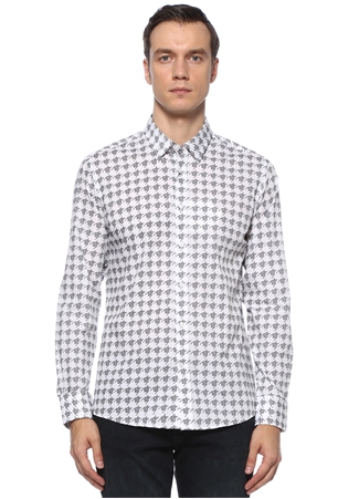Beymen Club Erkek Slim Fit Beyaz Kazayağı Desenli Gömlek M Beymen Club Erkek Slim Fit Beyaz Kazayağı Desenli Gömlek M