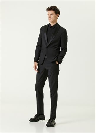 Academia Erkek Siyah Kırlangıç Yaka Yün Takım Elbise 44 EU