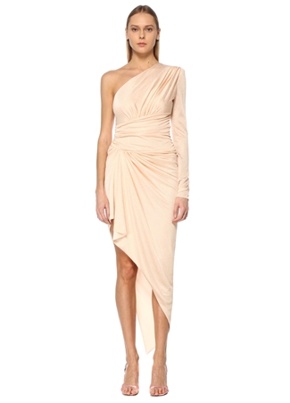 Alexandre Vauthier Kadın Taş Drape Detaylı Asimetrik Kesim Elbise Gri 38 IT Alexandre Vauthier Kadın Taş Drape Detaylı Asimetrik Kesim Elbise Gri 38 IT