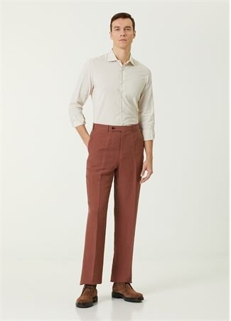 Pal Zileri Erkek Kiremit Keten Pantolon Kırmızı 48 IT Pal Zileri Erkek Kiremit Keten Pantolon Kırmızı 48 IT