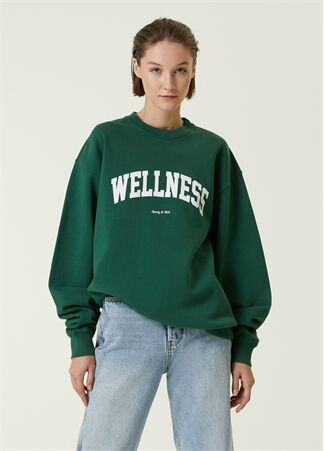 Sporty & Rich Kadın Yeşil Yazı Baskılı Sweatshirt S EU