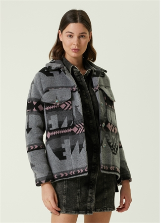 Frontstreet 8 Kadın Gri Pembe Etnik Desenli Ceket 42 IT Frontstreet 8 Kadın Gri Pembe Etnik Desenli Ceket 42 IT