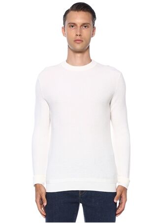 Zegna Erkek Beyaz Örgü Dokulu Yün Kazak 50 IT