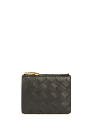 Bottega Veneta Kadın Siyah Örgü Dokulu Deri Cüzdan EU