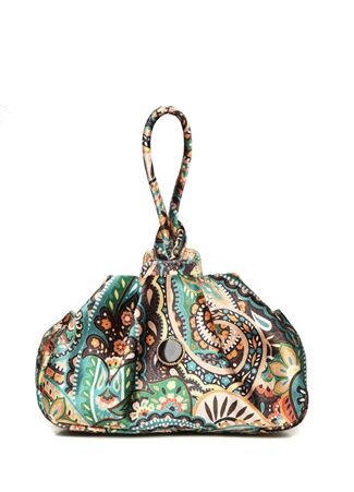 Mehry Mu Kadın Agatha Yeşil Şal Desenli Kadife El Çantası EU