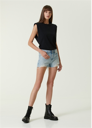 Frame Denim Kadın Le Grand Garcon Mavi Yıpratmalı Jean Şort 26 US Frame Denim Kadın Le Grand Garcon Mavi Yıpratmalı Jean Şort 26 US