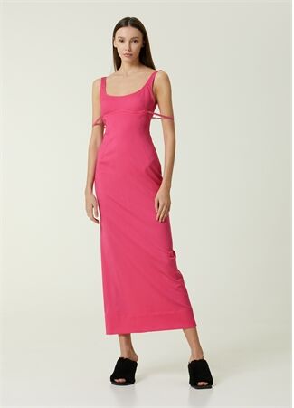 Jacquemus Kadın Pembe Sırt Detaylı Midi Elbise 36 FR