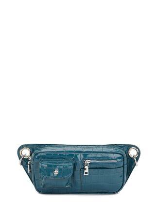 Hvisk Kadın Brillay Krokodil Dokulu Vegan Bel Çantası Lacivert EU