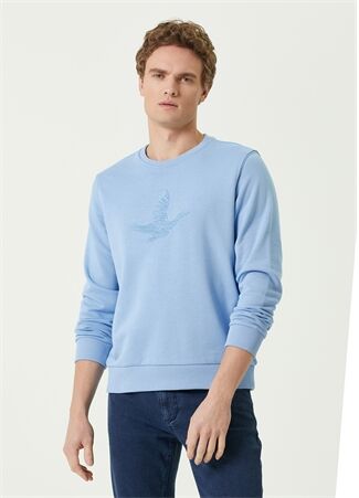 Beymen Club Erkek Mavi Karalama Kuş Nakışlı Sweatshirt XS