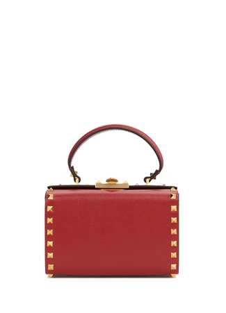 Valentino Garavani Kadın Rockstud Alcove Kırmızı Deri Omuz Çantası EU