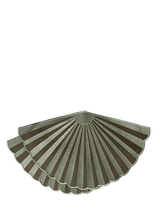 Coral&Co. Studio Yeşil Yelpaze Formlu 2li Keten Amerikan Servis Set