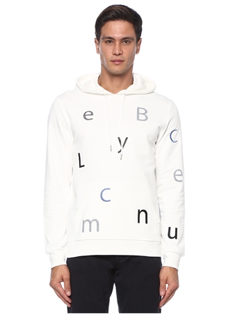 Beymen Club Erkek Beyaz Kapüşonlu Harf Nakışlı Sweatshirt L