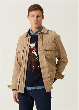 Polo Ralph Lauren Erkek Bej Yaka Beli Kemerli Kaban XL EU