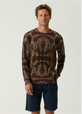Etro Erkek Bordo Etnik Desenli Yün Triko L EU Etro Erkek Bordo Etnik Desenli Yün Triko L EU