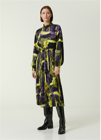 Beymen Club Kadın Siyah Neon Fırça Desenli Midi Elbise 42 Beymen Club Kadın Siyah Neon Fırça Desenli Midi Elbise 42