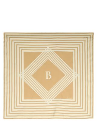 Beymen Kadın Bej Geometrik Logolu 90x90 İpek Eşarp EU