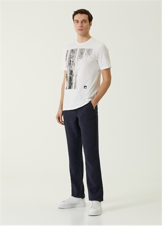 Palzileri Lab Erkek Lacivert Beli Kordonlu Keten Pantolon 50 IT Palzileri Lab Erkek Lacivert Beli Kordonlu Keten Pantolon 50 IT