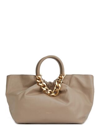 Demellier Kadın Los Angeles Vizon Zincir Detaylı Deri Çanta Bej EU