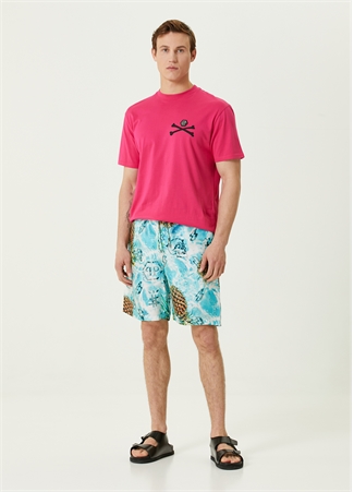 Philipp Plein Erkek Mavi Beli Kordonlu Ananas Desenli İpek Bermuda L Eu Philipp Plein Erkek Mavi Beli Kordonlu Ananas Desenli İpek Bermuda L Eu