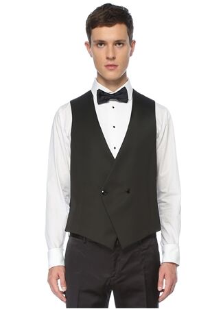 Pal Zileri Erkek Siyah V Yaka Yün Yelek 46 IT