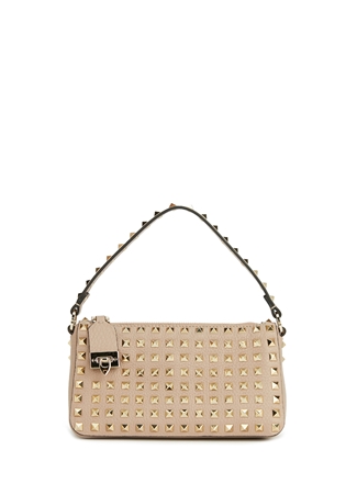 Valentino Garavani Kadın Rockstud Altın Rengi Deri Çanta Pembe EU