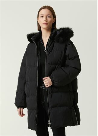 Beymen Club Kadın Siyah Kapüşonlu Kol Detaylı Mont M