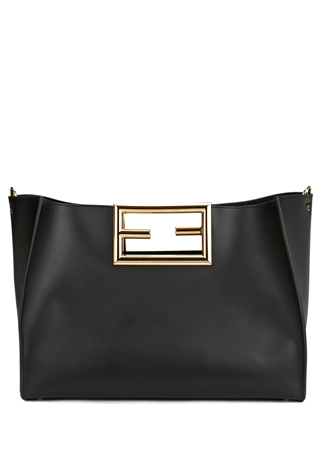 Fendi Kadın Siyah Logolu Deri El Portföyü EU