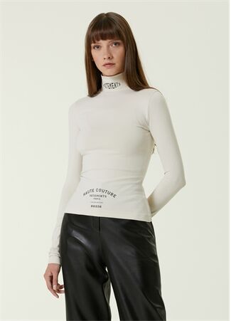 VETEMENTS Kadın Beyaz Dik Yaka Uzun Kol Bluz M EU