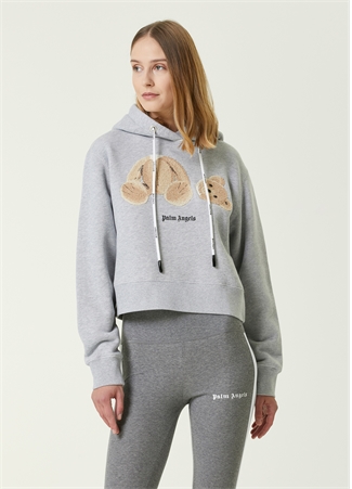 Palm Angels Kadın Teddy Bear Gri Kapüşonlu Sweatshirt XS EU Palm Angels Kadın Teddy Bear Gri Kapüşonlu Sweatshirt XS EU