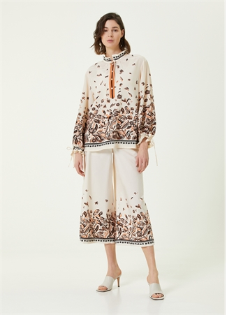 La Doublej Kadın Ekru Şal Desenli Culotte Pantolon S EU La Doublej Kadın Ekru Şal Desenli Culotte Pantolon S EU