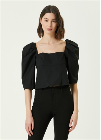 Vince Kadın Siyah Kare Yaka Karpuz Kol Bluz 6 US