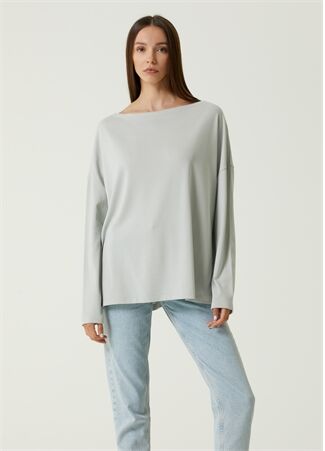 Allsaints Kadın Mavi Bisiklet Yaka Uzun Kollu T-shirt S EU