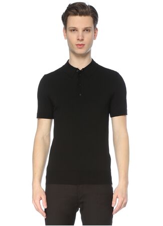 Neil Barrett Erkek Siyah Polo Yaka Kısa Kol Triko S EU