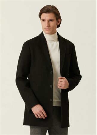 Network Erkek Slim Fit Siyah Kaban 58 EU