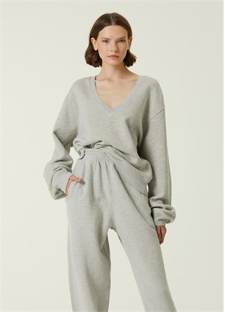 Agolde Kadın Gri V Yaka Sweatshirt S EU