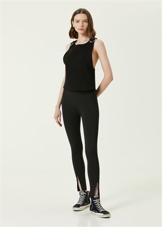 Label by Homelike Kadın Madrid Siyah Fermuar Detaylı Tayt XS EU