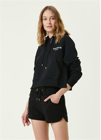 Balmain Kadın Siyah Kapüşonlu Logolu Sweatshirt XS EU