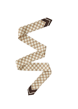 Fendi Kadın Bej Logo Jakarlı İpek Fular EU